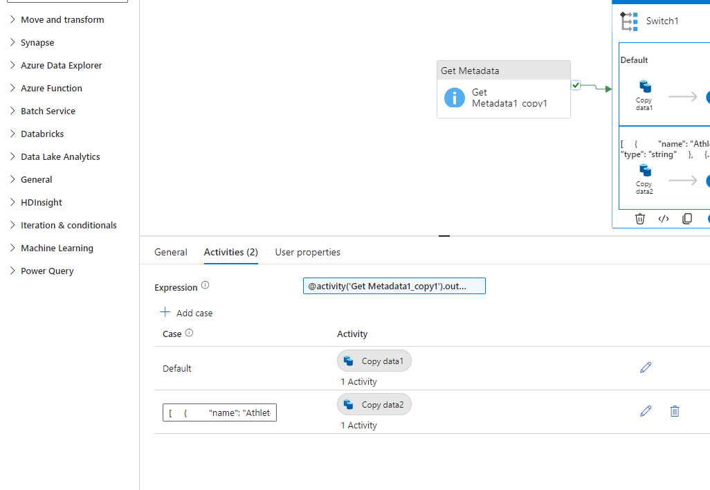 How to name Case in Switch activity using Get Metadata output ...