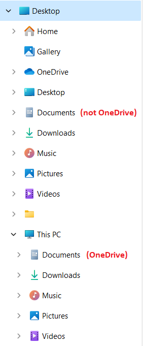 Documents folder under This PC points to TWO different locations ...