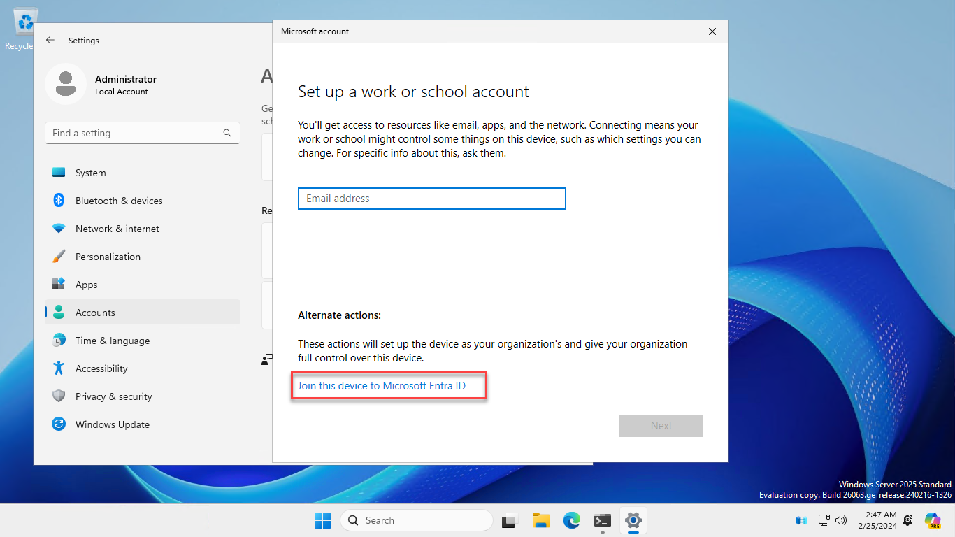 Build 26063 - Microsoft Entra ID Join is now possible? | Microsoft ...