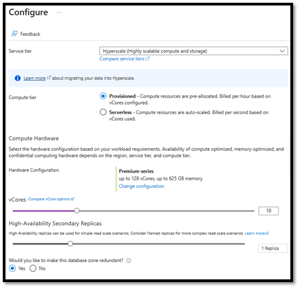 Zone redundancy support for Azure SQL Database Hyperscale named replicas