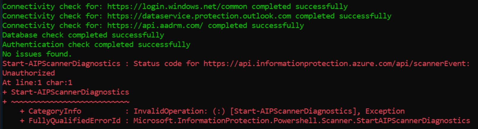 AIP Scanner Error After Scanner Diagnostics is Run | Microsoft ...