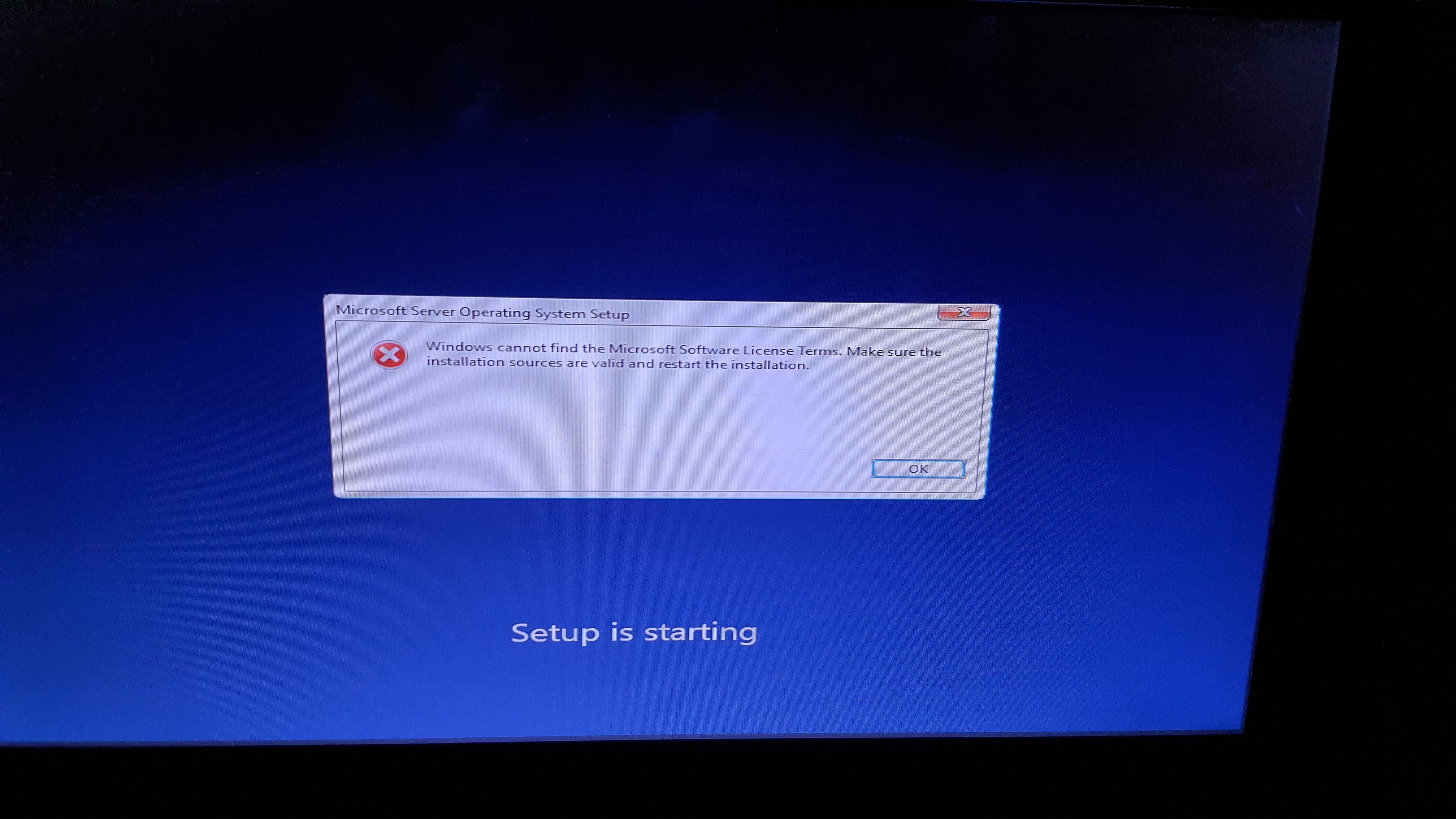 Windows canot find the Microsoft Software Licence Terms. Using Windows ...