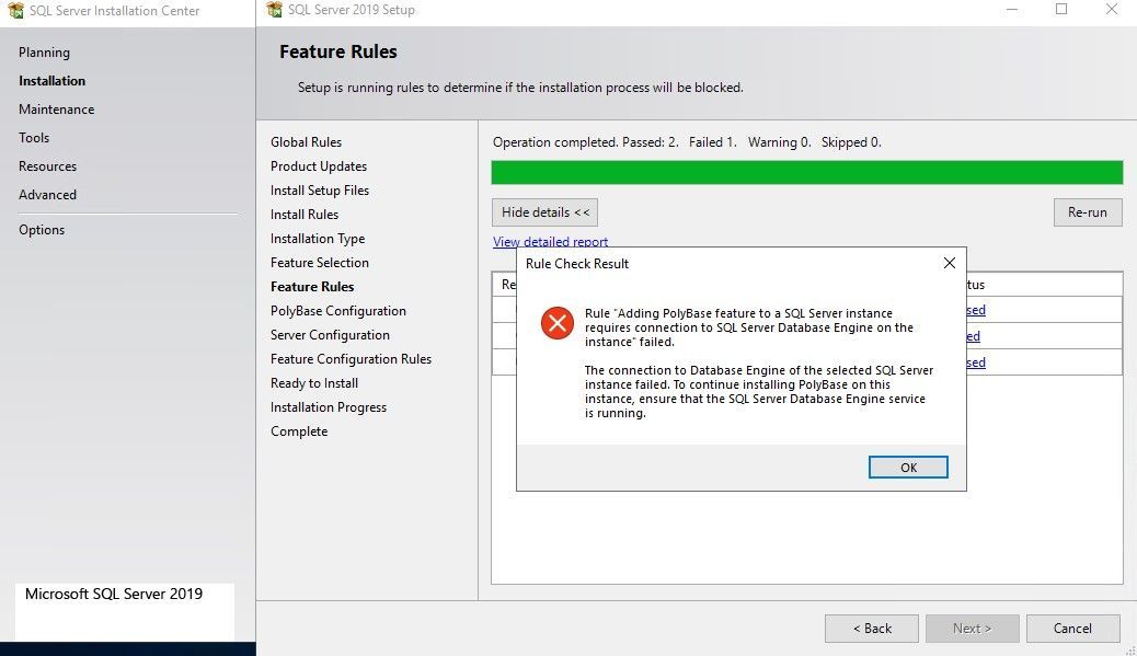 Trying to install polybase but receiving an error | Microsoft Community Hub