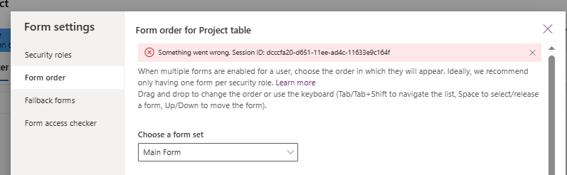 Can`t change Form order for Project, and can`t switch between forms in PFTW | Microsoft ...