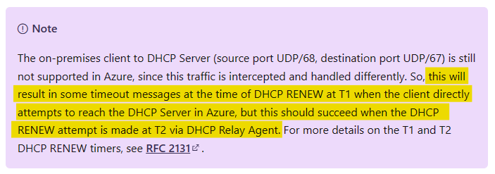 Custom DHCP support in Azure