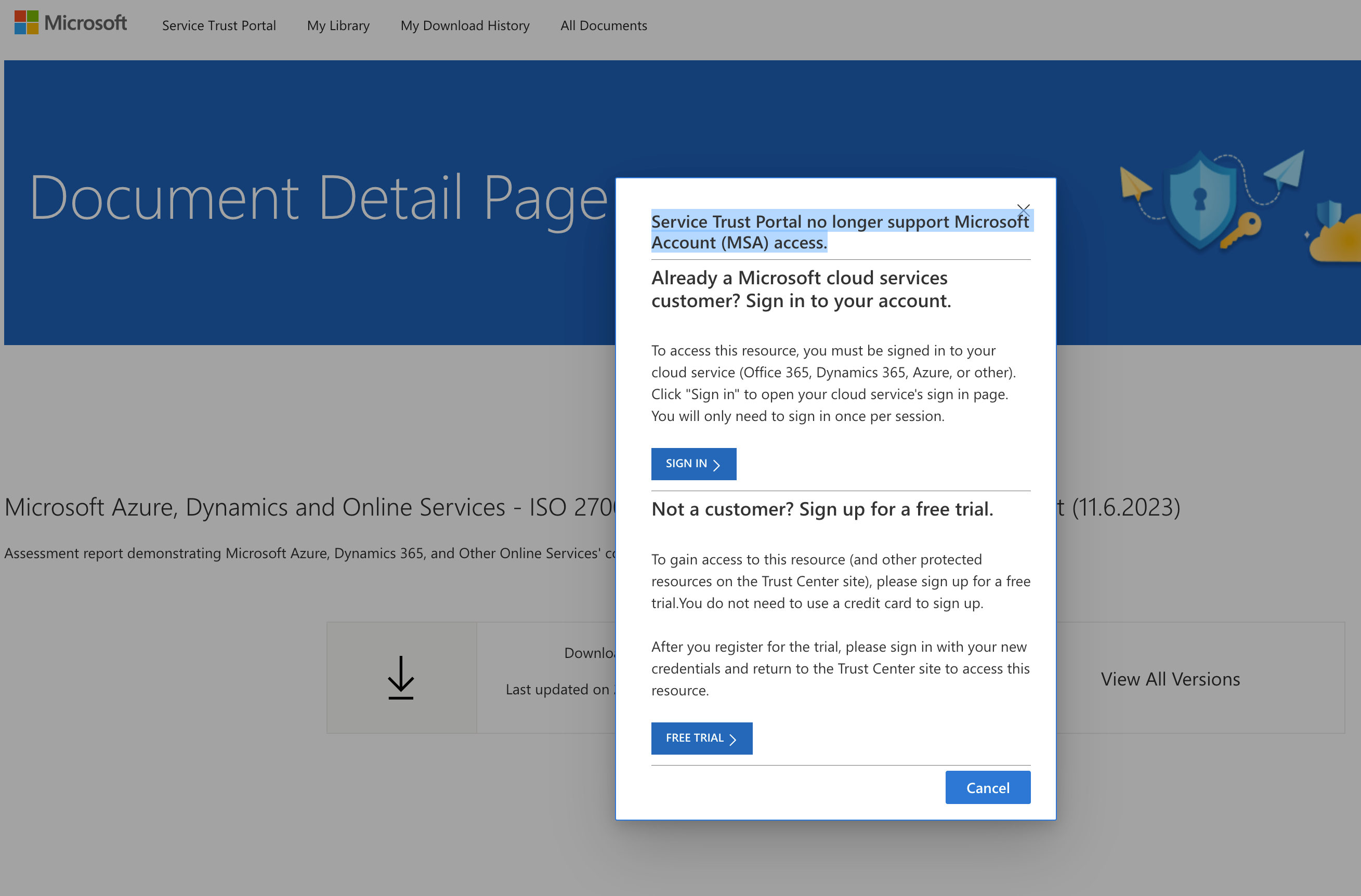 Service Trust Portal no longer support Microsoft Account (MSA) access ...