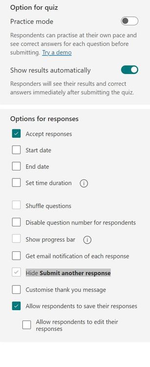 Hide Submit another response greyed out | Microsoft Community Hub