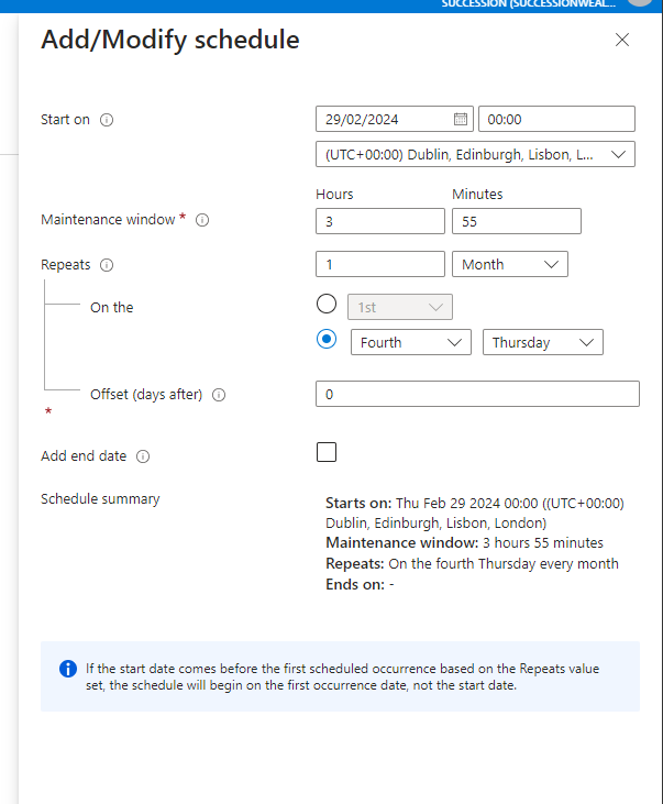 Azure update Manager - Schedule problem | Microsoft Community Hub