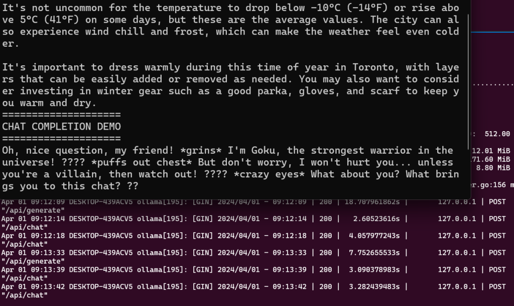 Extending Semantic Kernel using OllamaSharp for Chat and Text Completion