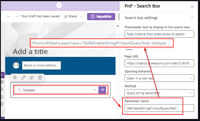 Site Page - PNP Search Box web part - Syntax to use managed property ...