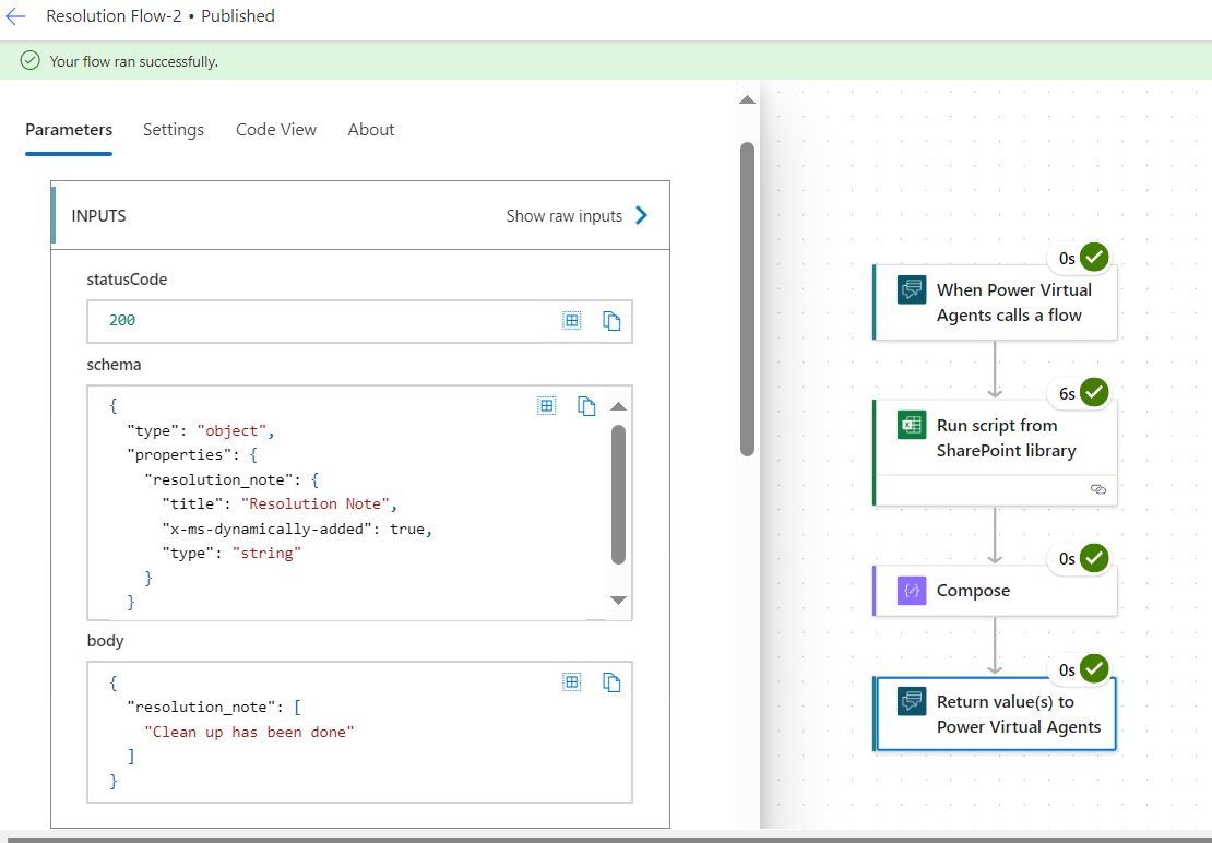 copilot is giving error "The output parameter with name {ItemKey} on flow {FlowName} is missing ...