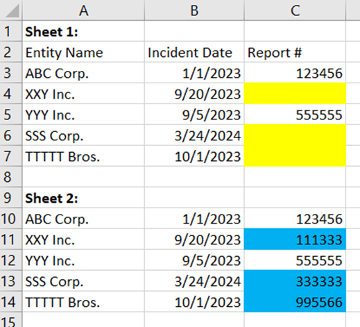 Validating data between two sheets to then fill blank cells on one sheet. | Microsoft Community Hub