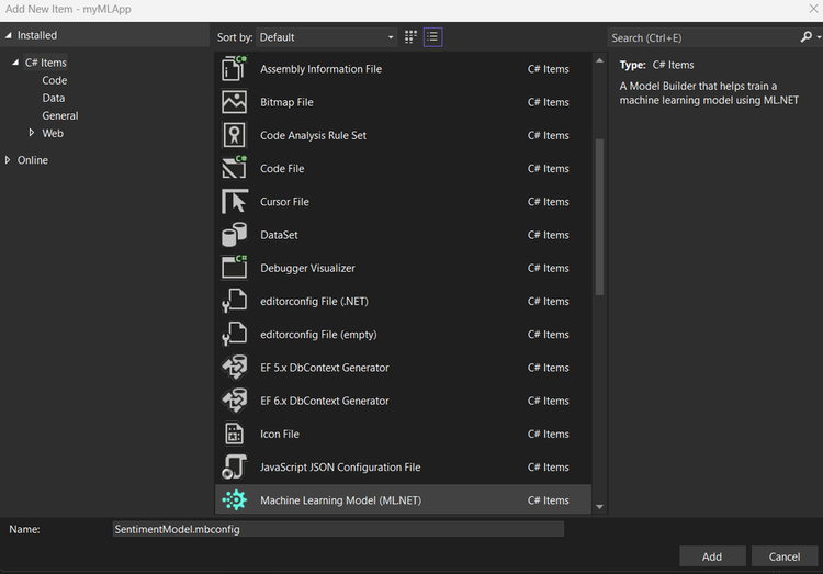 Build your first ML-Model with ML.NET Model Builder