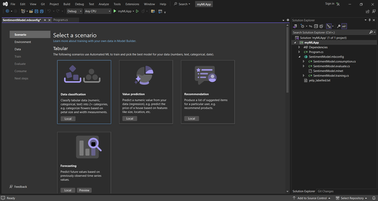 Build your first ML-Model with ML.NET Model Builder