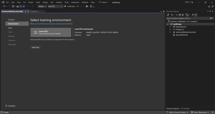 Build your first ML-Model with ML.NET Model Builder