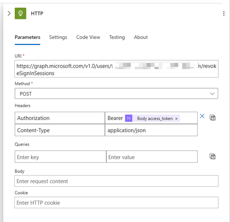 Using logic app to Revoke Sign in session via REST API | Microsoft Community Hub
