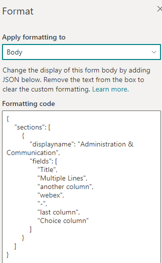 Formatting Section View with JSON | Microsoft Community Hub Formatting Section View with JSON | Microsoft Community Hub