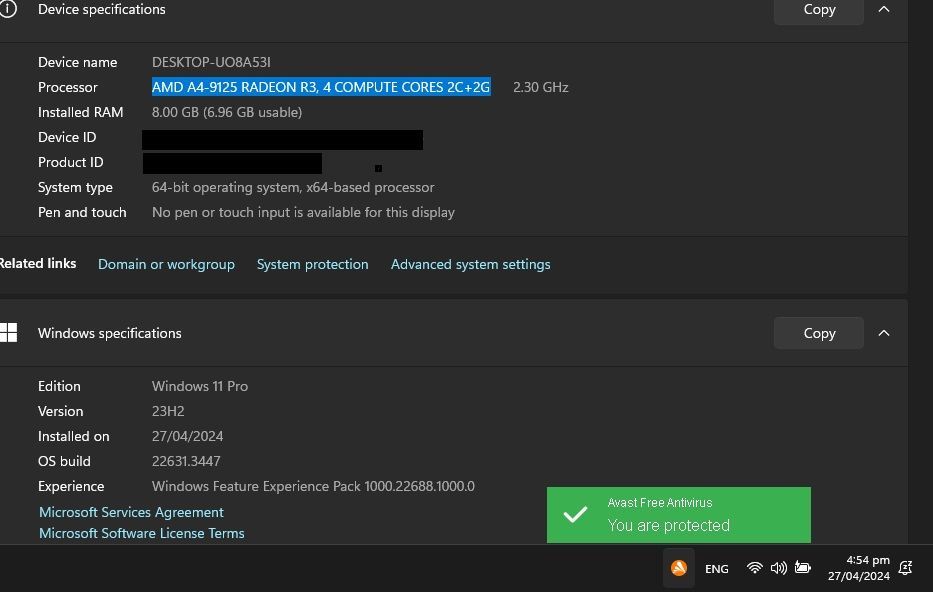 Windows 11 ON AMD A4-9125 R3 RADEON CPU 2.3GHZ -compatiblity fix ...