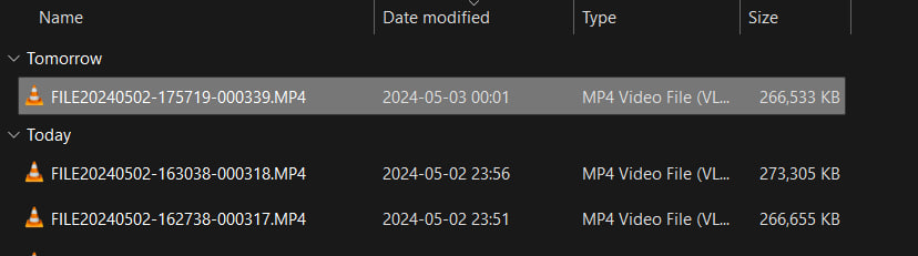 Day based grouping groups new file as "Tomorrow" if you have folder open when clock hits ...