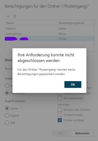 Adding Mailboxfolderpermission To Certain User Fails With Powershell As