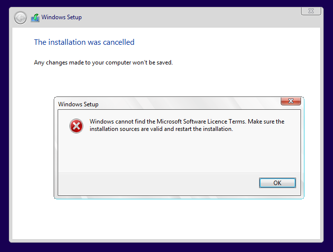 Custom WIM Image - "Windows cannot find the Microsoft Software License ...