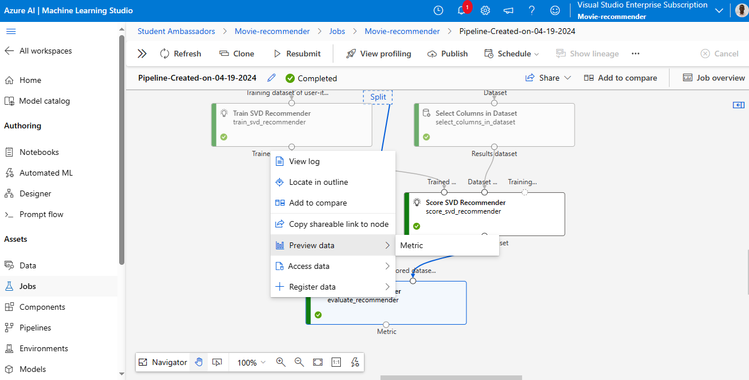 Train a Simple Recommendation Engine using Azure Machine Learning Designer