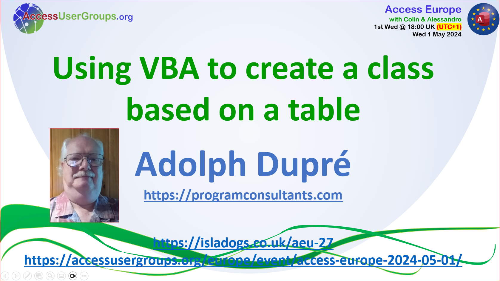 Access Europe - Using VBA to create a class based on a table - Wed 1 May | Microsoft Community Hub
