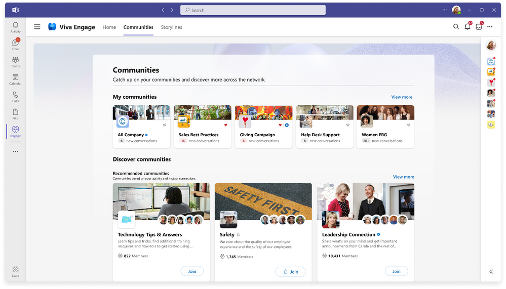 Our layout in Viva Engage is different from Microsoft screenshots ...