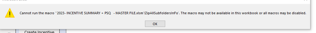 Cannot run the Macro. The macro may not be available in this workbook ...