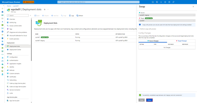 How to set up staging slots in WordPress on App Service | Microsoft ...