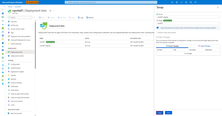 How to set up staging slots in WordPress on App Service | Microsoft ...