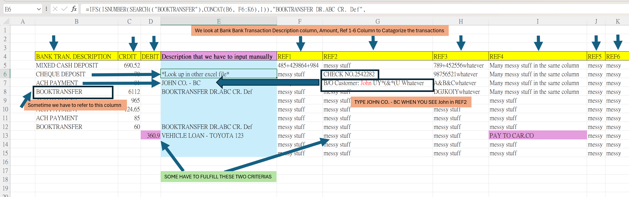 Question about categorizing transactions from bank statement in EXCEL | Microsoft Community Hub