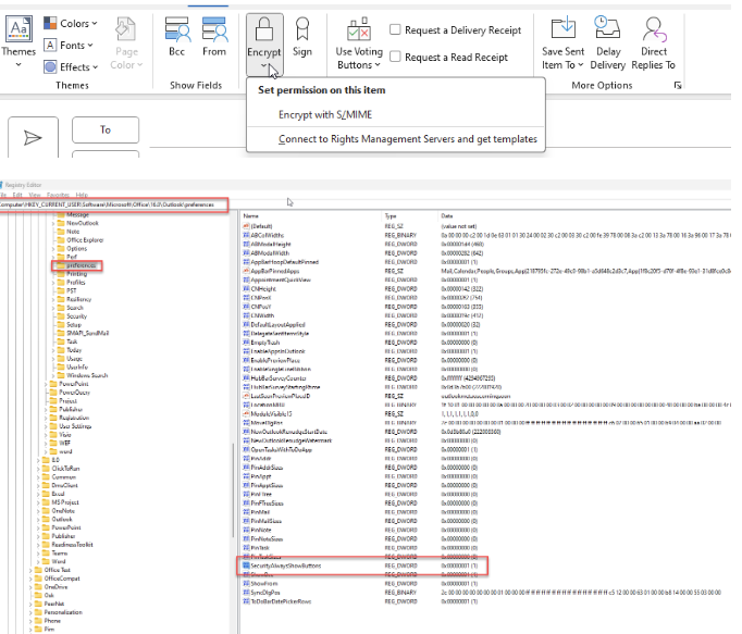 The Encrypt Button is showing ( connect to right management servers and ...