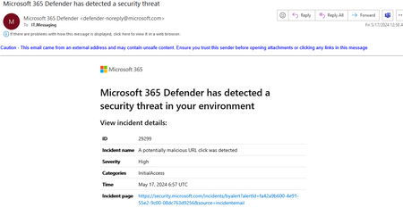 Enhanced threat detection with URL click alerts by Microsoft Defender ...