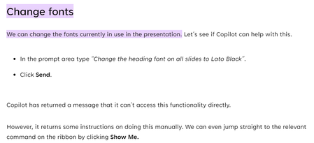 Copilot Powerpoint cannot prompt changing font | Microsoft Community Hub