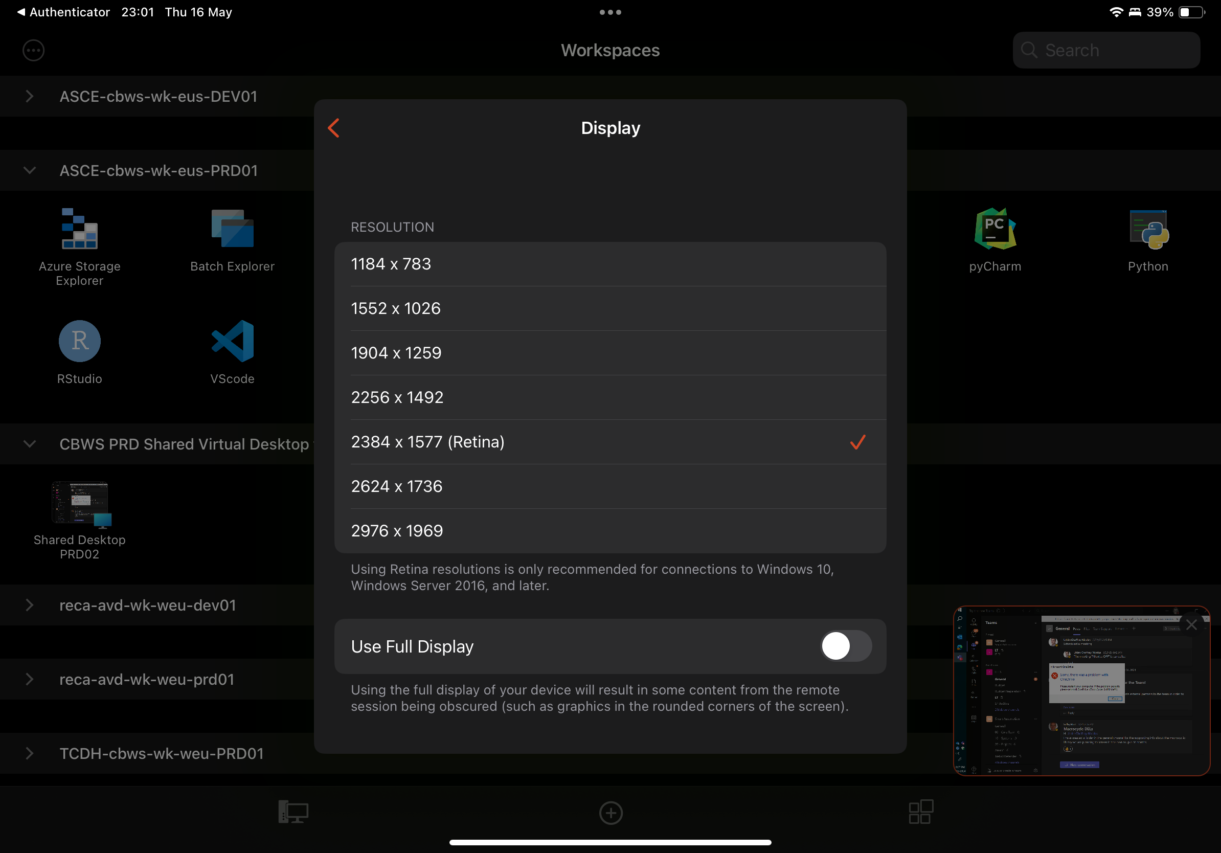 BUG - Poor display scaling and mouse cursor offset with iOS RD.app on AVD | Microsoft Community Hub