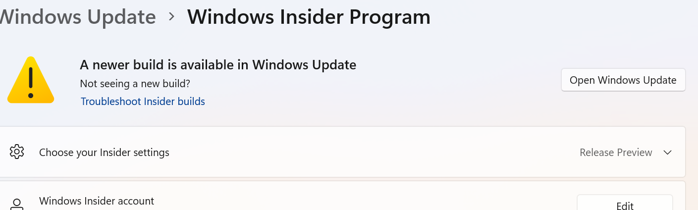 message available that a new version is available in Windows Update but windows update doesn't ...
