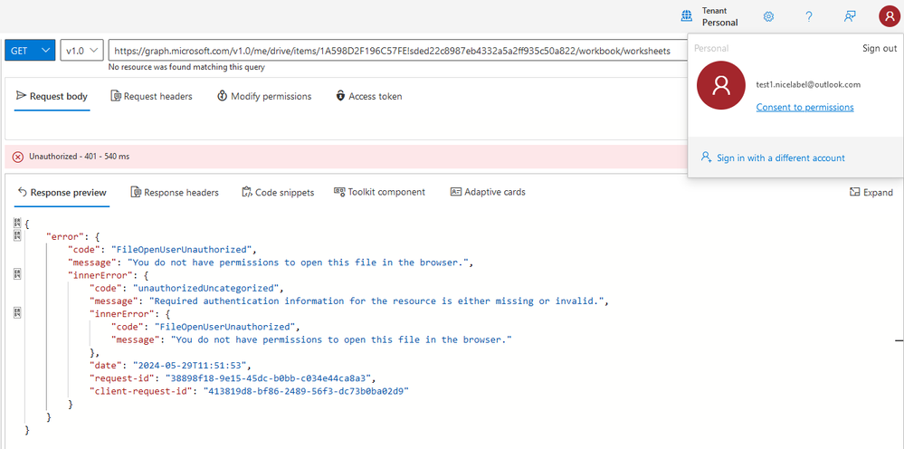 Cannot Open An Excel File Using Microsoft Graph Api Microsoft