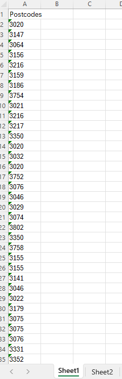 Conditional Formatting based on two ranges of data (postcodes ...