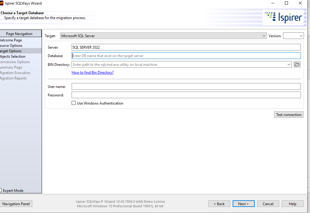 Need to know my SQL Server IP address ,database name,Bin directory path ...