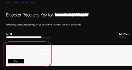 User self-service BitLocker recovery key access with Intune Company ...