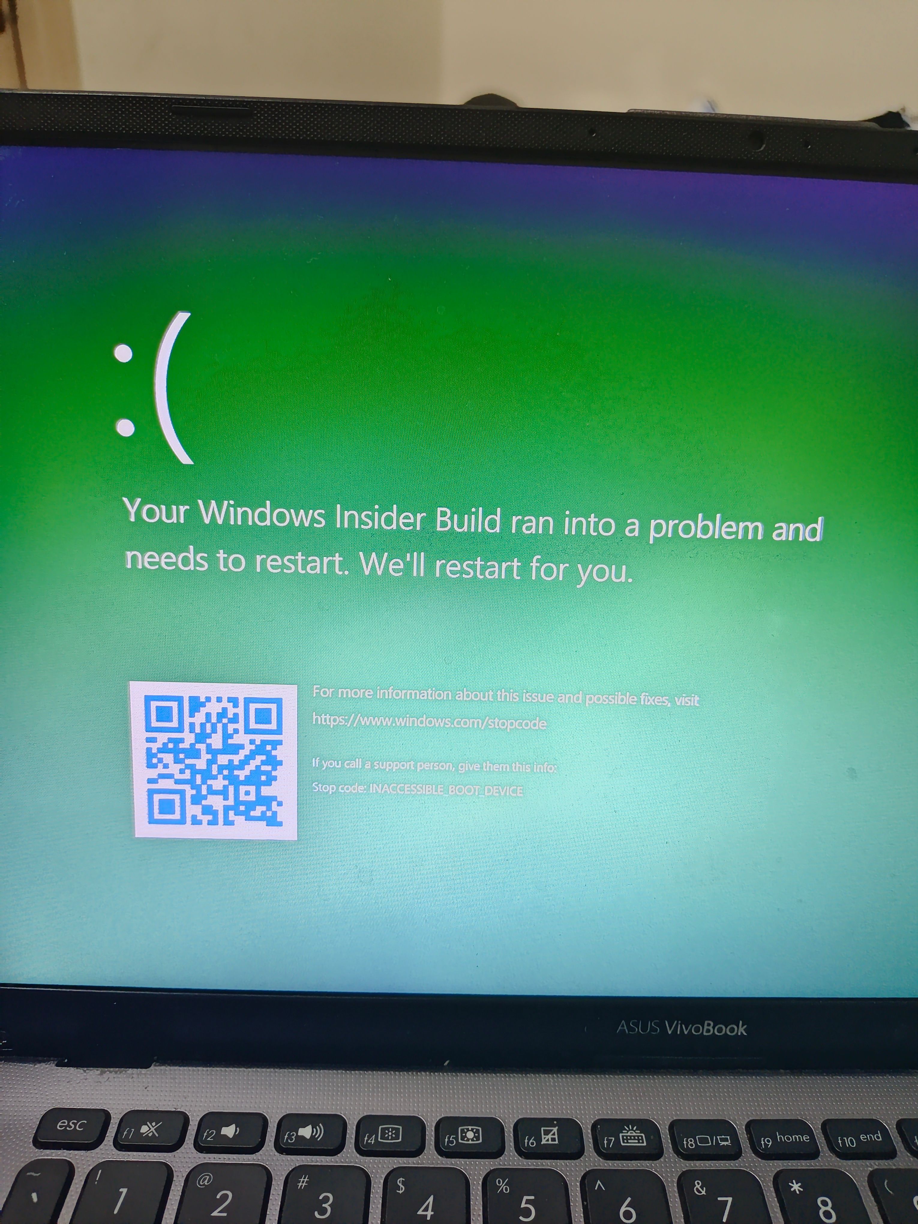 Error - Your windows insider build ran into a problem and needs to ...