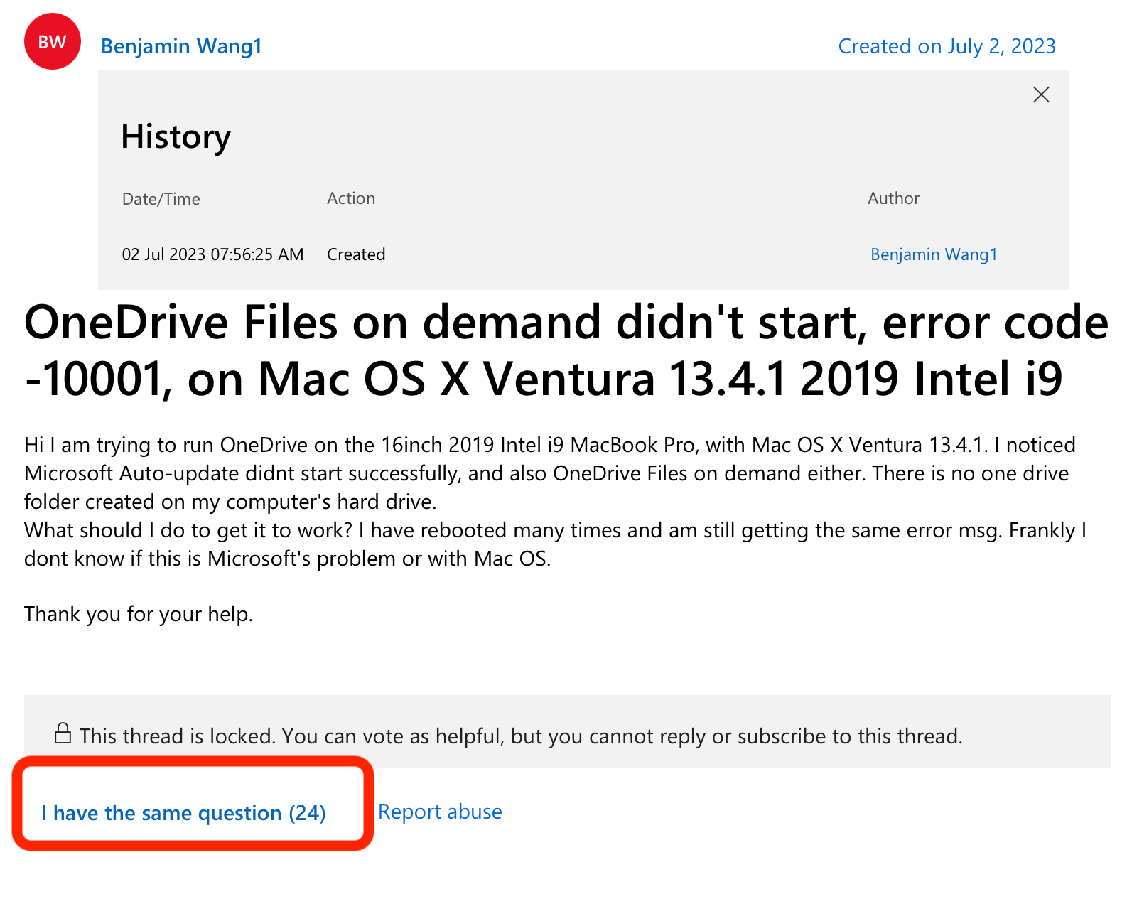 OneDrive Error -10001 in MacBook Pro M2 Pro with macOS14.5 | Microsoft Community Hub