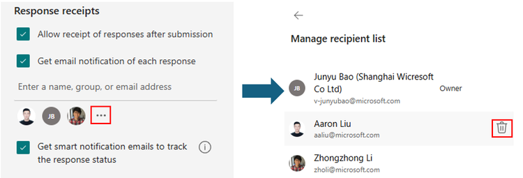 Add or remove people from your form response notification emails ...