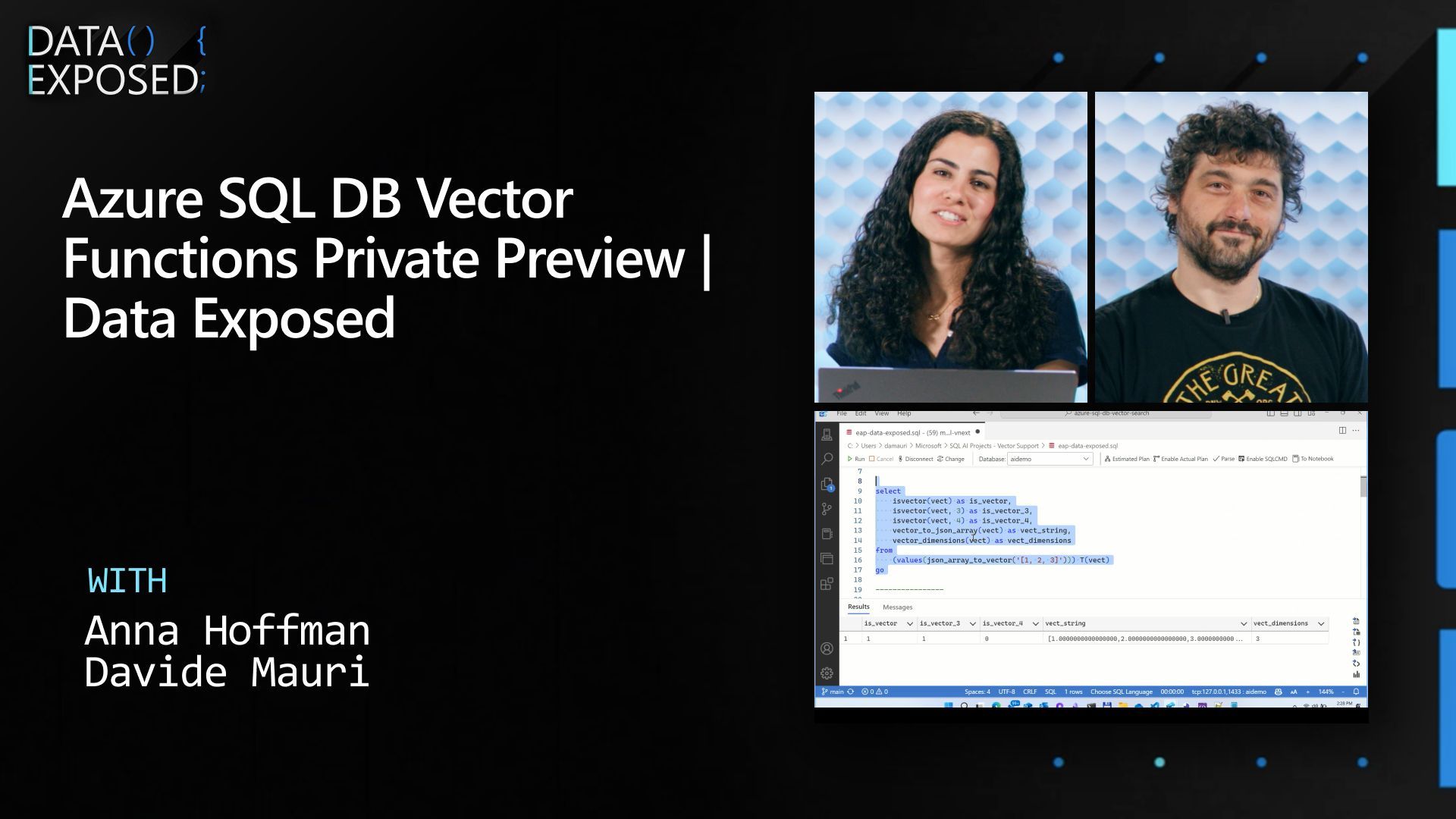 Azure SQL DB Vector Functions Private Preview | Data Exposed | Microsoft Community Hub