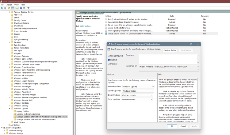 How to fix windows update error: "Error ecountered, We couldn't connect to the update service ...