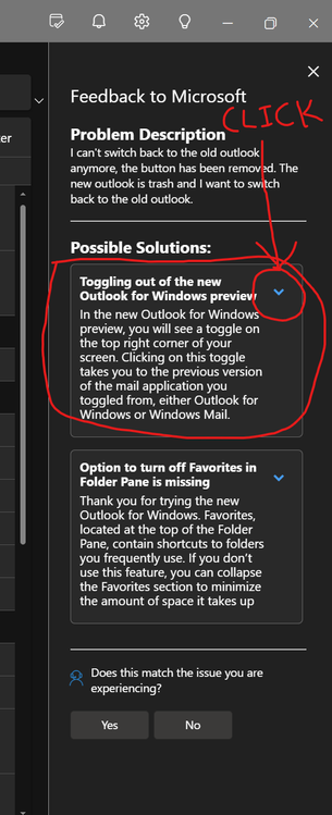 SOLUTION: New Outlook removed "switch back to old outlook" button ...