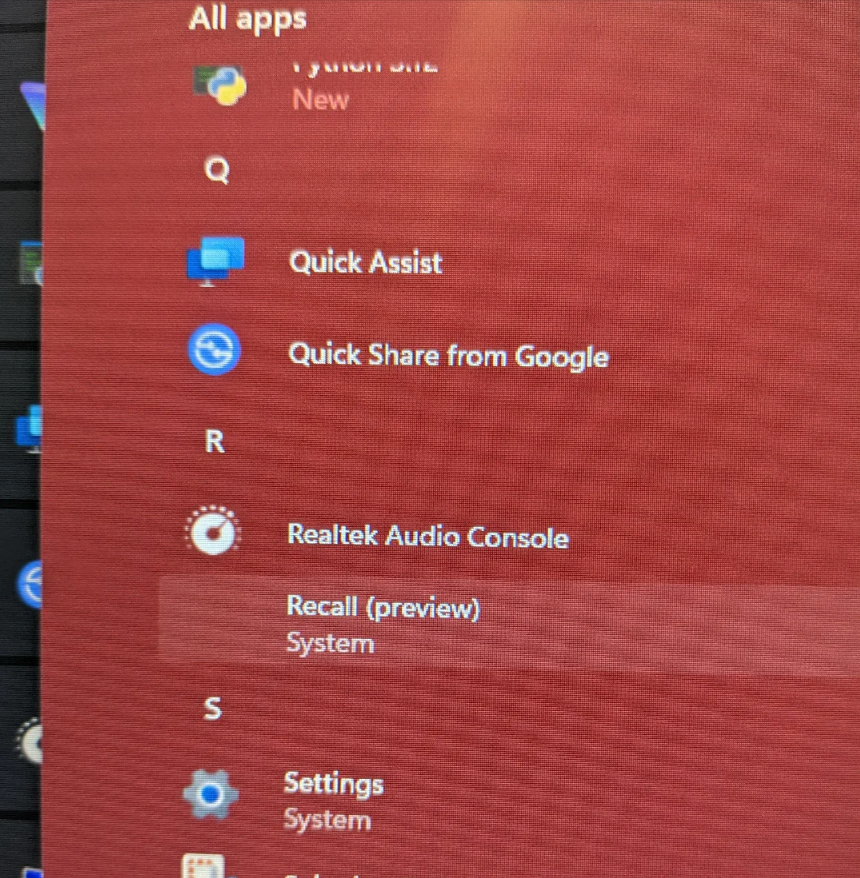 Recall menu appears in start menu? | Microsoft Community Hub