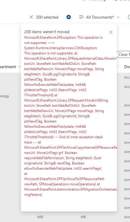 Error while using Move To between two document libraries within the ... Error while using Move To between two document libraries within the ...