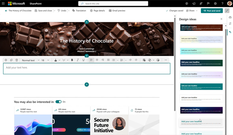 Introducing SharePoint design ideas | Microsoft Community Hub